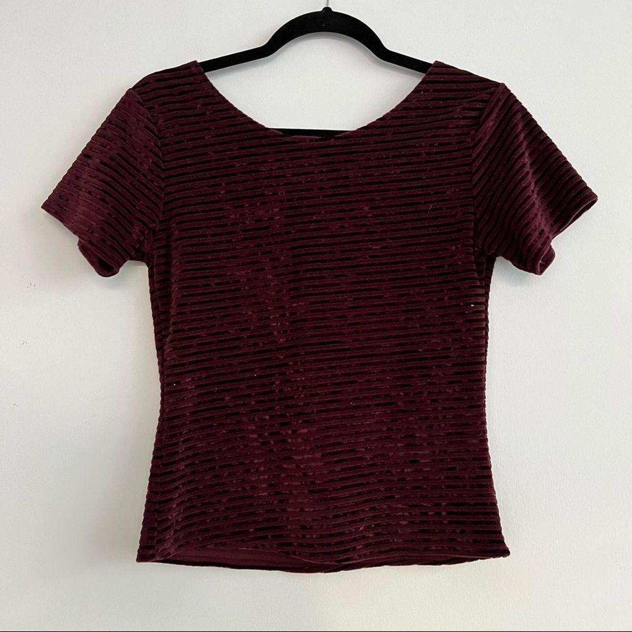 Vintage 90’s Burgundy Red Velvet Striped Tight Short... - Depop
