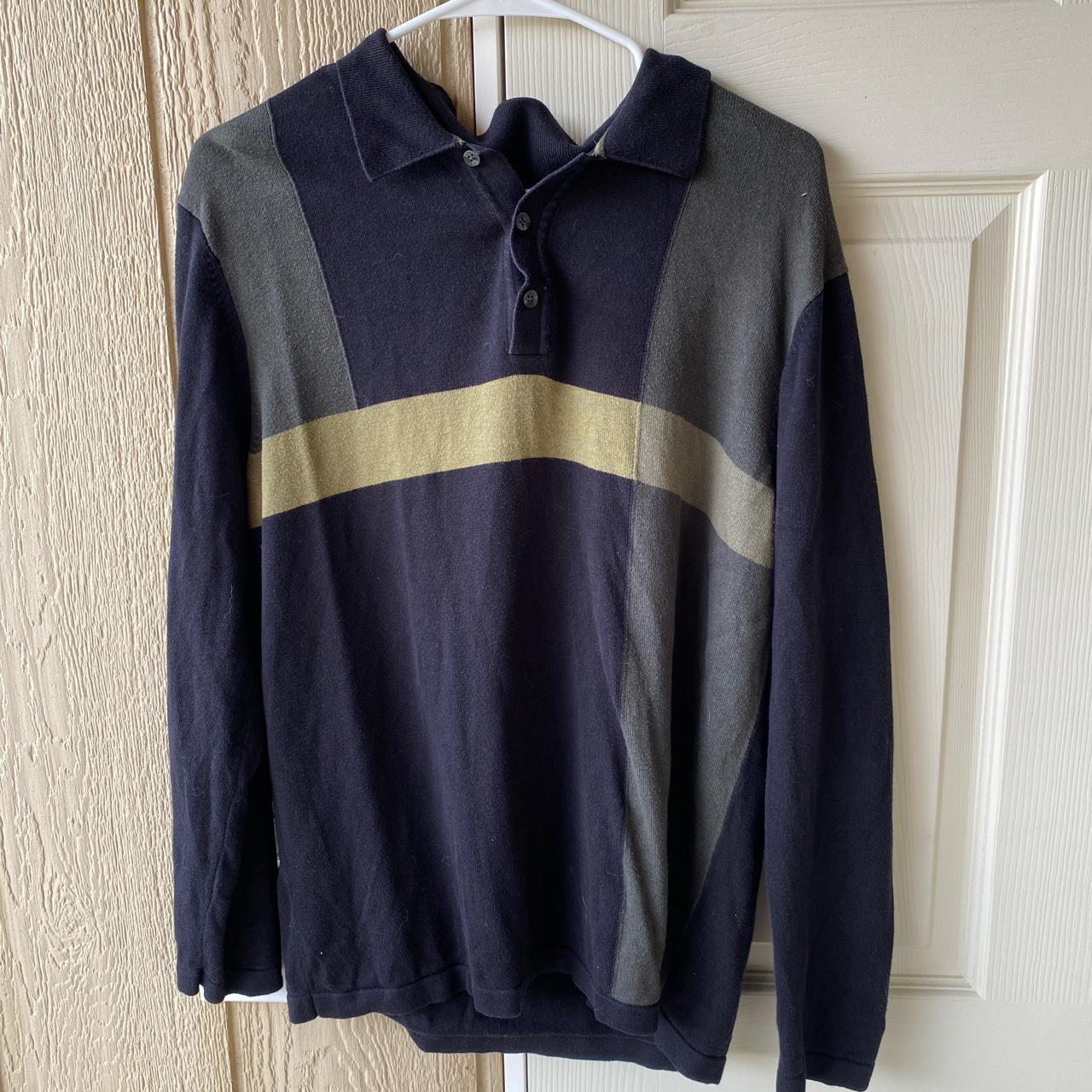 Perry Ellis Men's Black and Khaki Sweatshirt | Depop