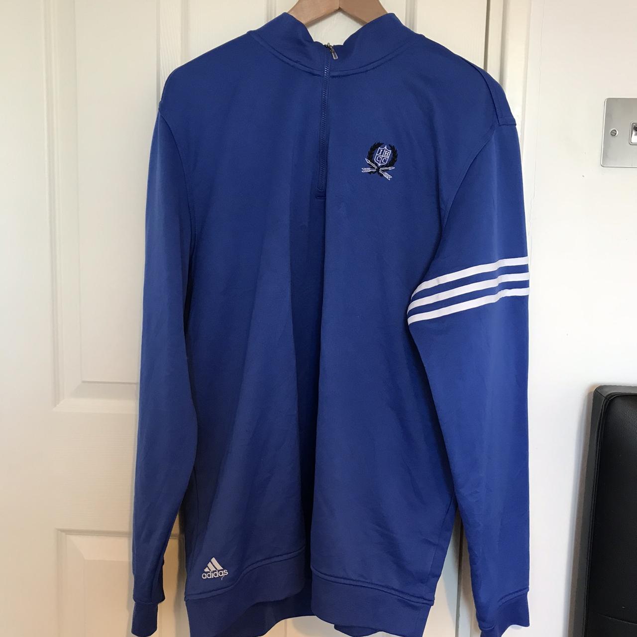 Adidas embroidered royal blue quarter zip... - Depop