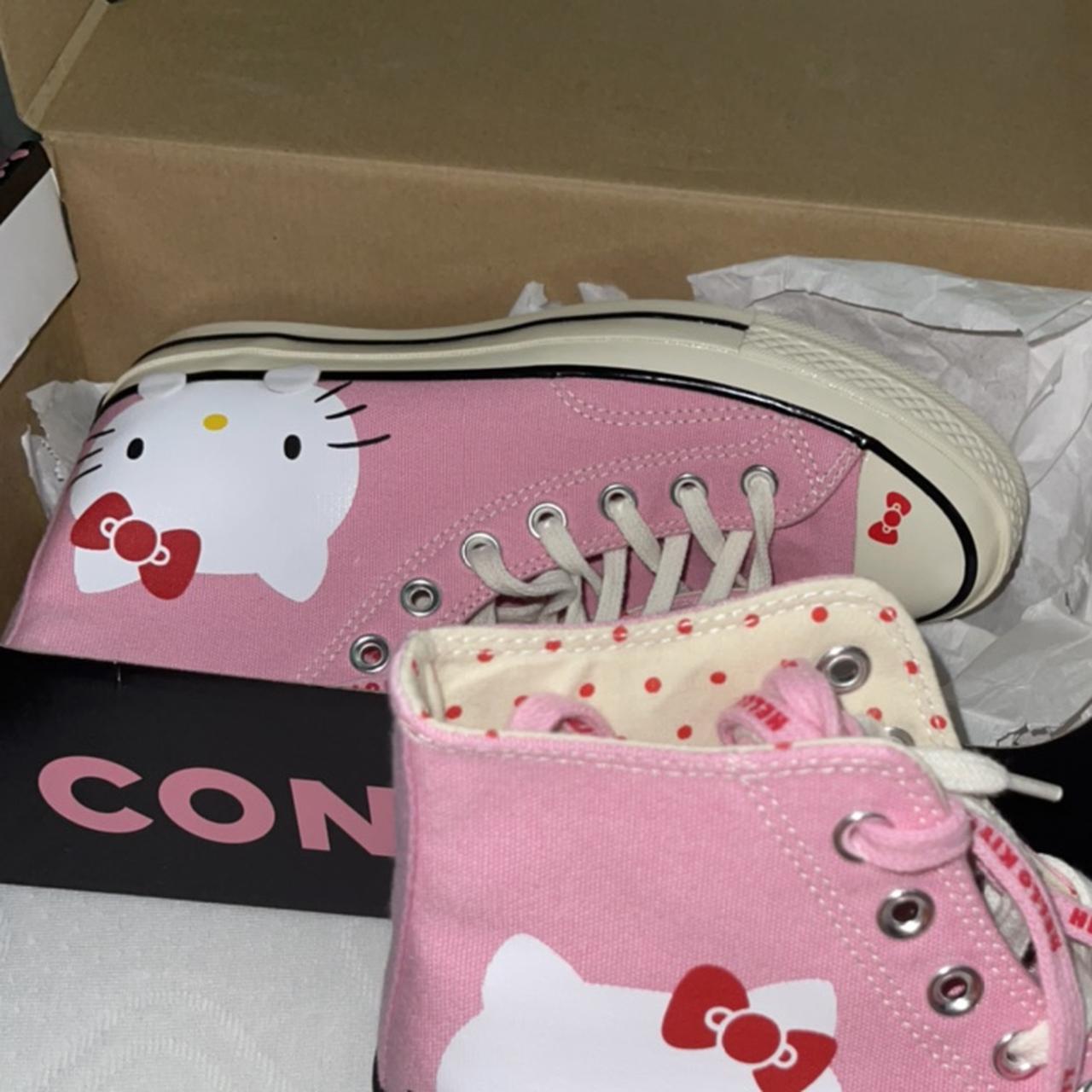 Hello kitty high top converse chuck 70 bubblegum... - Depop