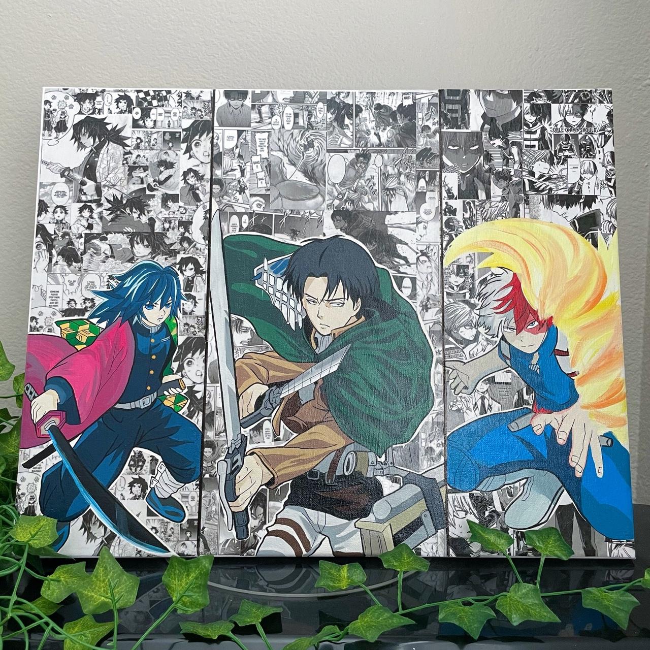Giyu, levi and todoroki split painting with manga... - Depop