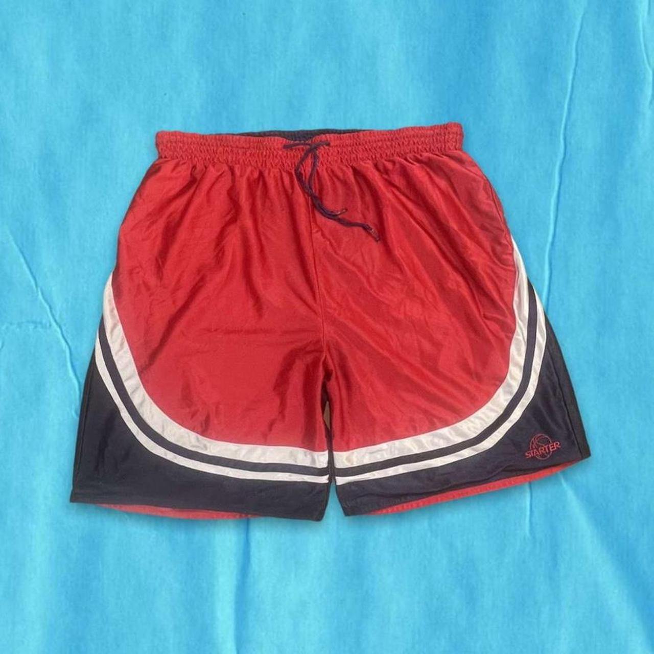 Starter Men's Red and Navy Shorts | Depop