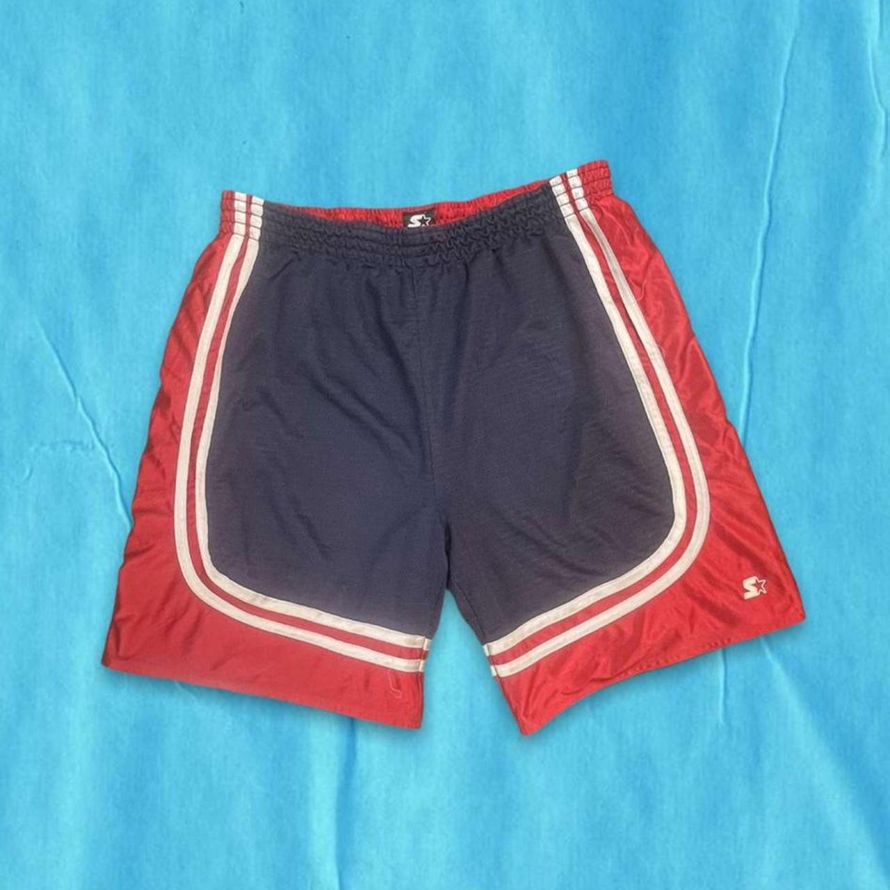 Starter Men's Red and Navy Shorts | Depop