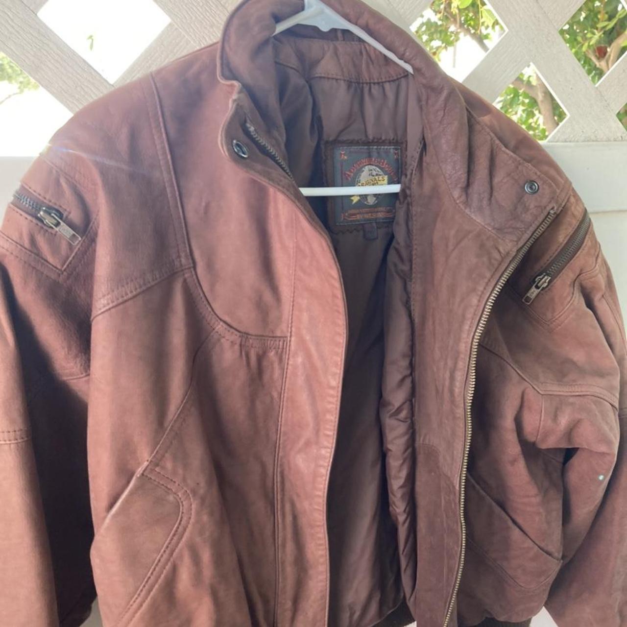 Vintage leather brown 80s style jacket. Sold as is... - Depop