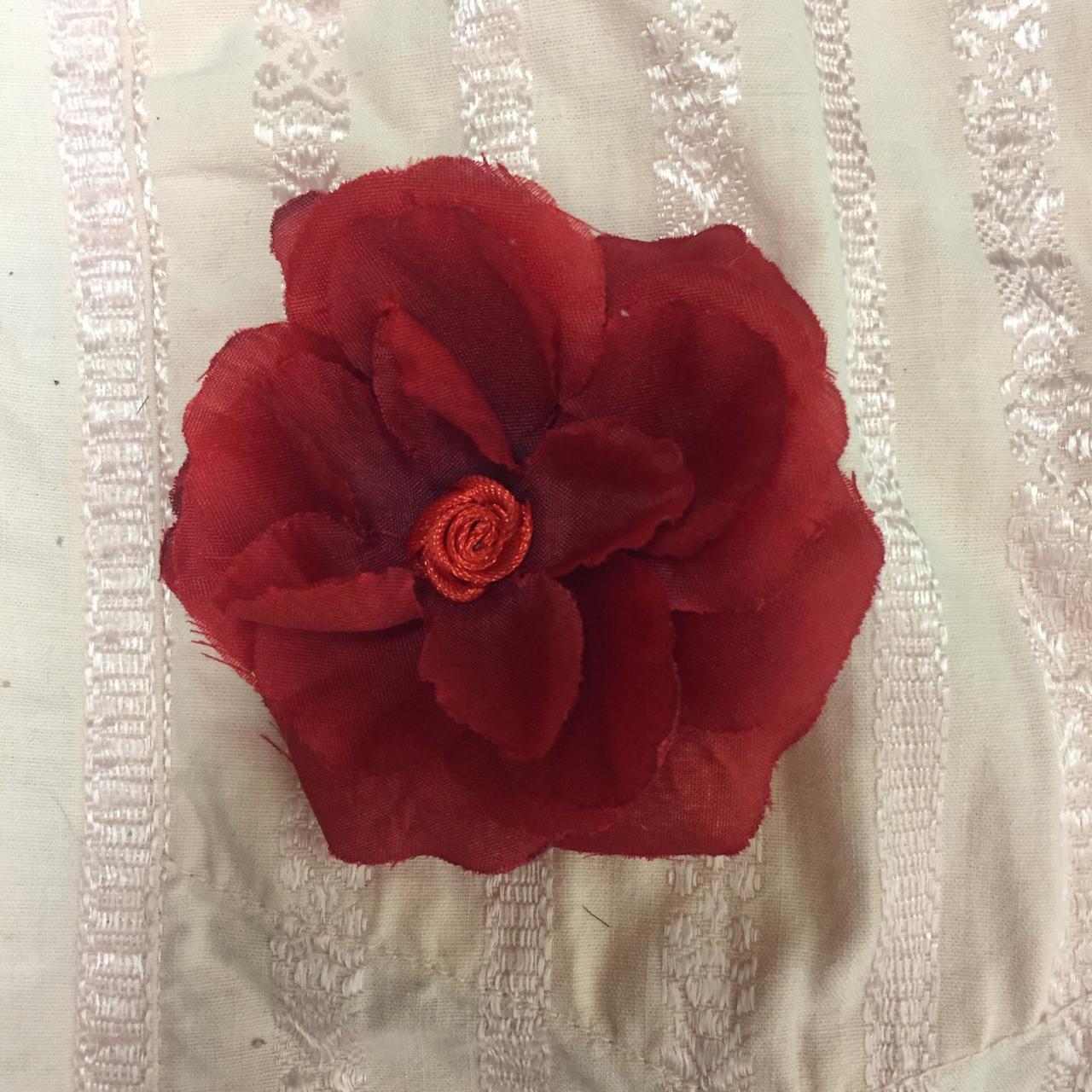 Handmade red rose hair clip. Free US Shipping. - Depop