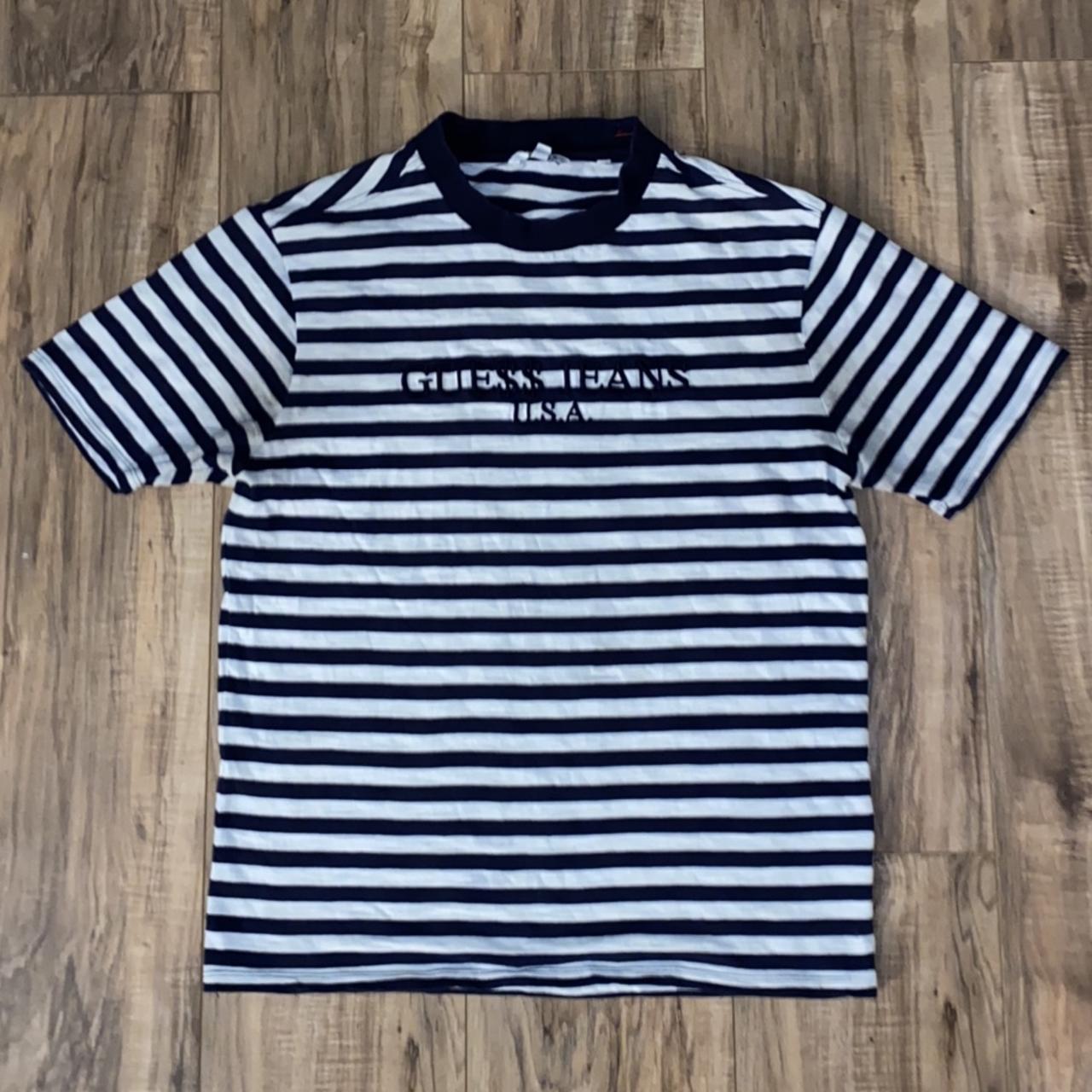 Guess Jeans X Asap Rocky Navy Striped T Shirt •size Depop
