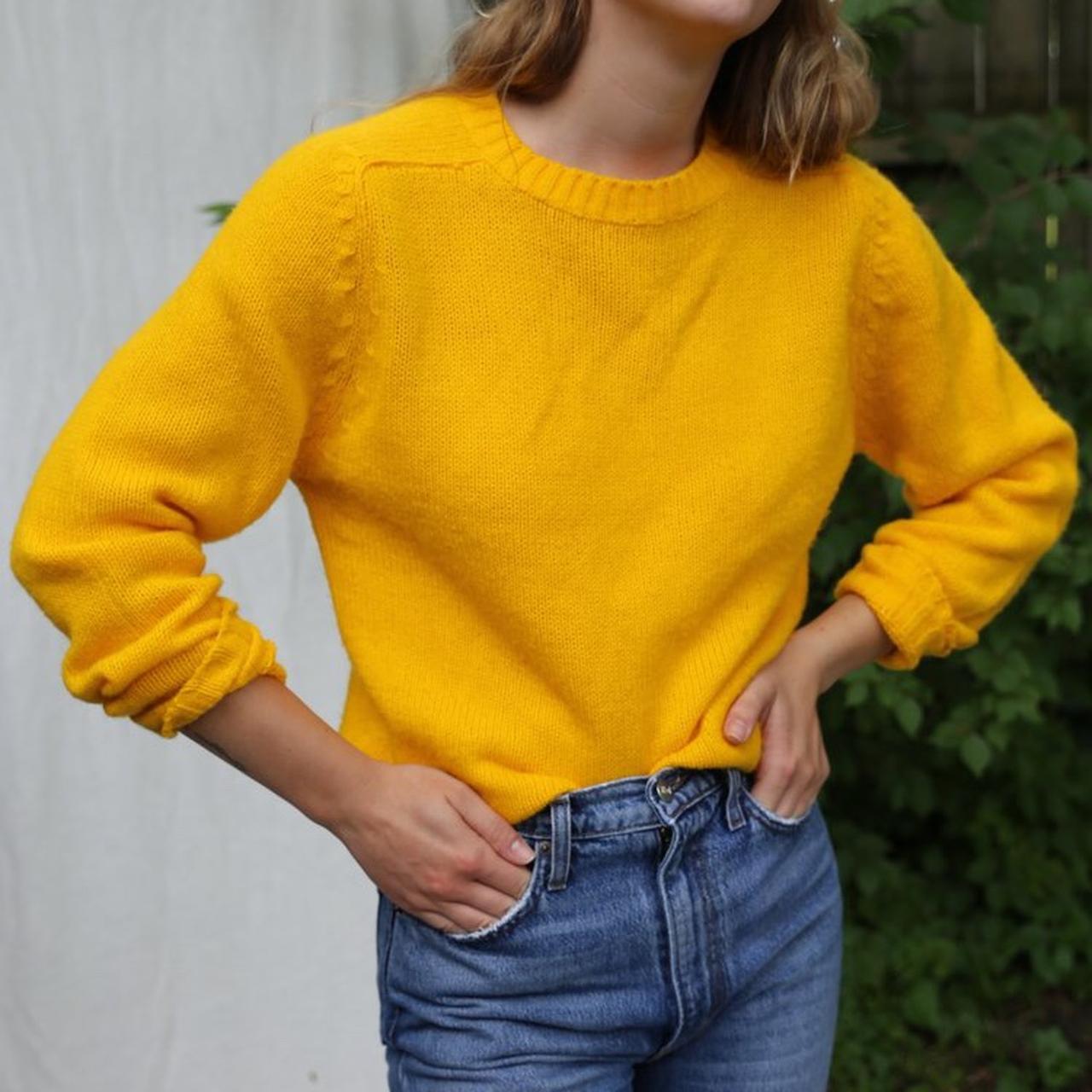 Vintage mustard bright yellow sweater. 100% acrylic... - Depop