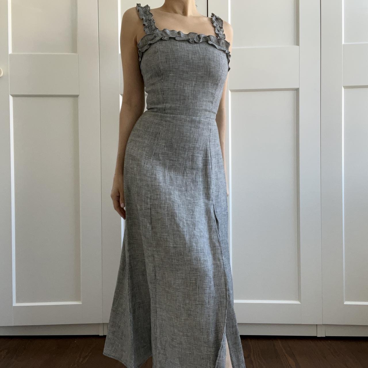 Reformation linen ruffle maxi dress with slit size... - Depop