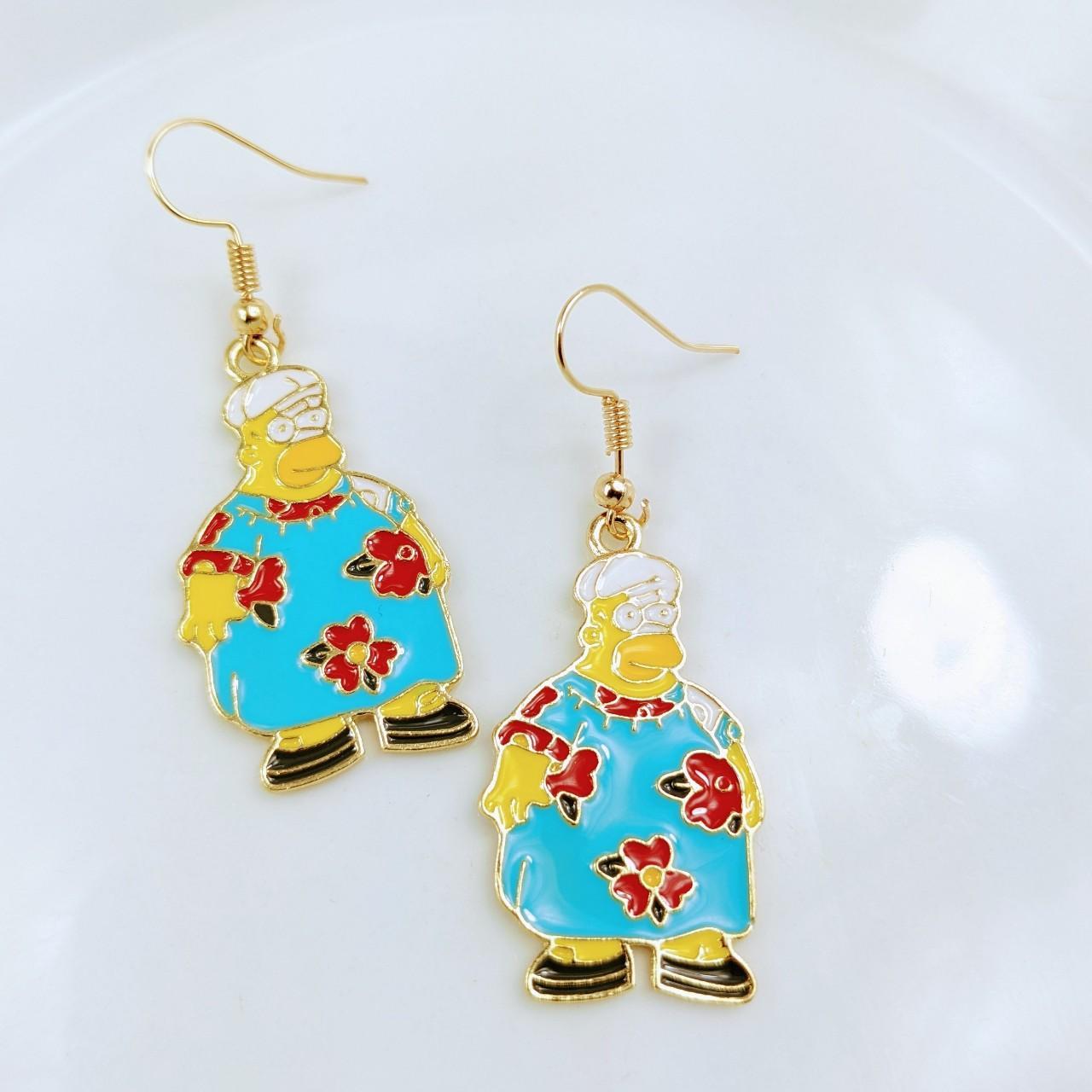 Gold Tone He Simpsons Homer Dangle Earrings Brand... - Depop