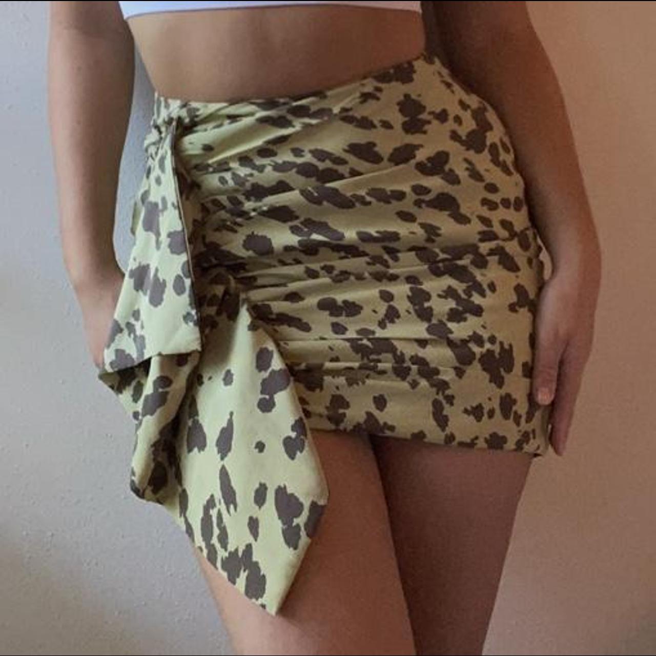 Nasty Gal Sage Green Mini Skirt With Ruffle Detail Depop