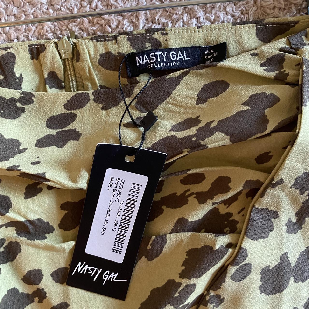 Nasty Gal Sage Green Mini Skirt With Ruffle Detail Depop