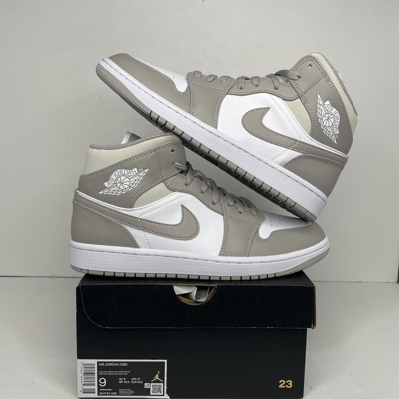 Nike Air Jordan 1 Retro Mid “Linen” College Grey... - Depop