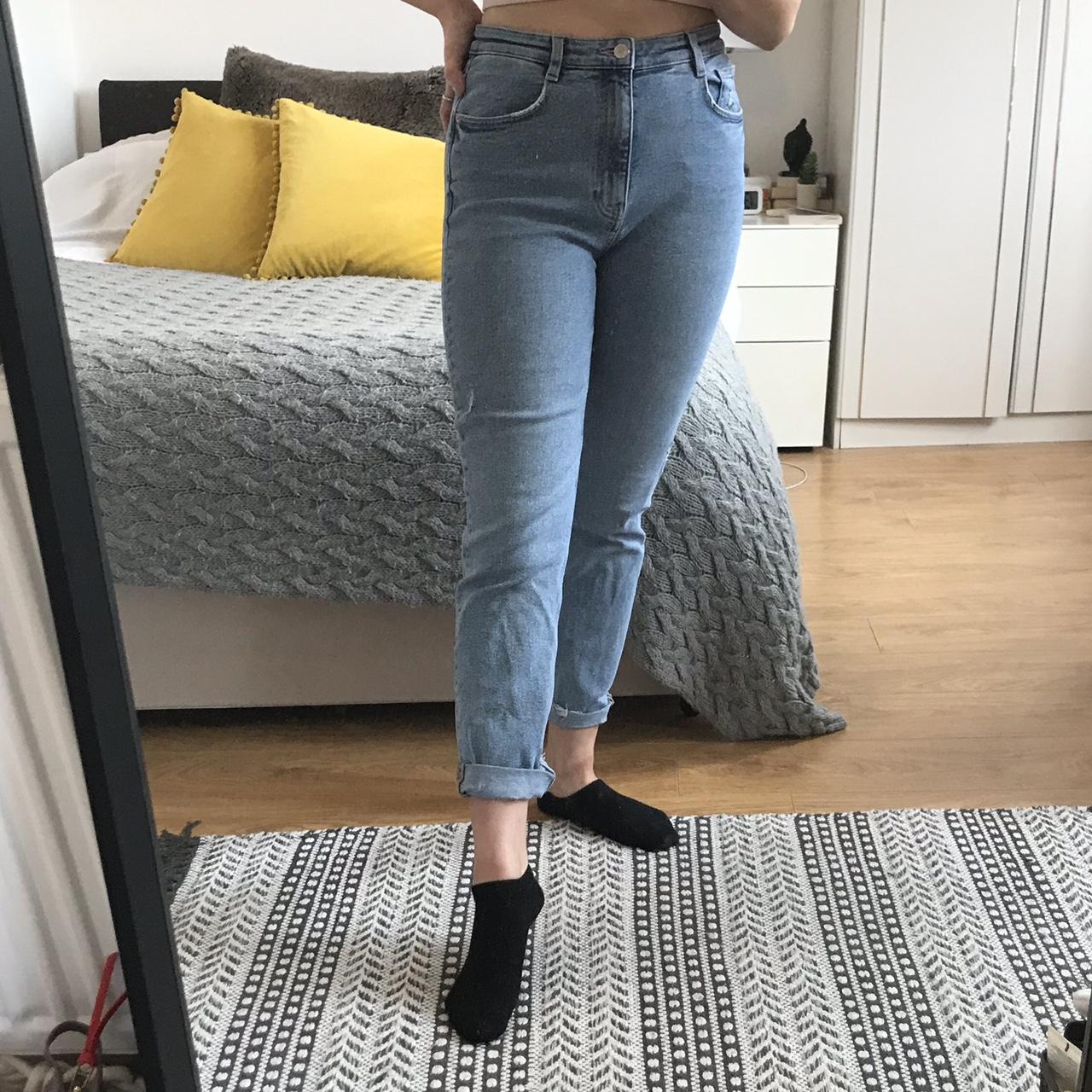 Zara high waisted blue jeans in perfect condition... - Depop