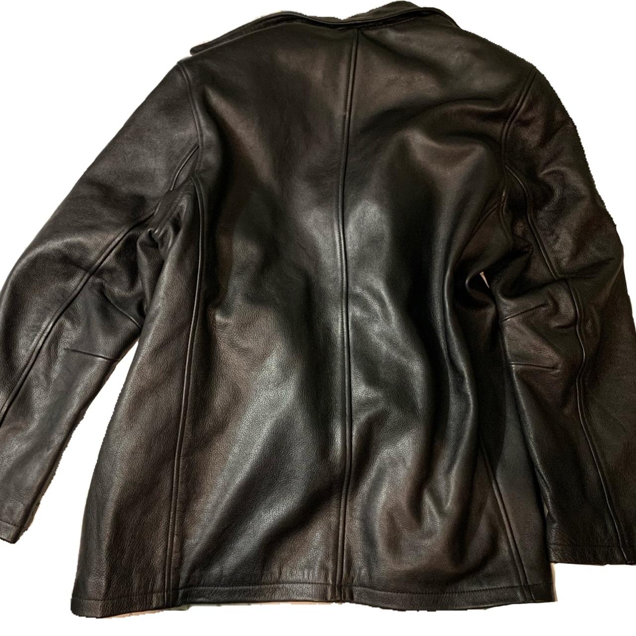 amazing button up leather jacket w detachable... - Depop