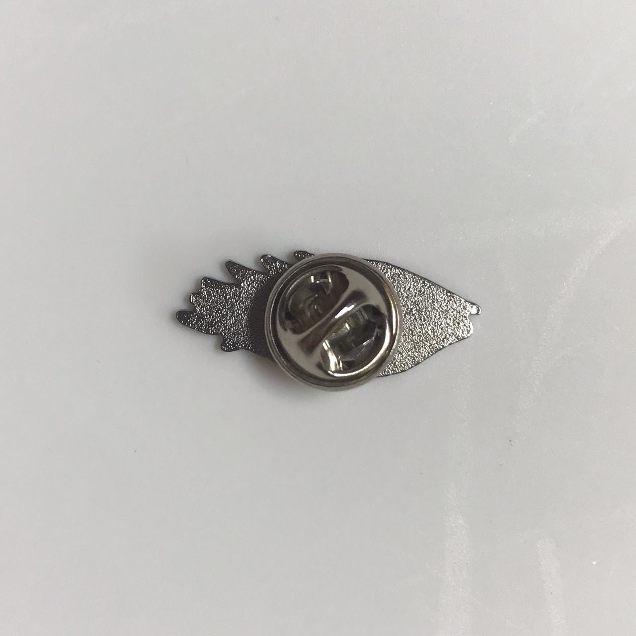 EYE PIN // SILVER, WHITE & RED // Silver eye with... - Depop