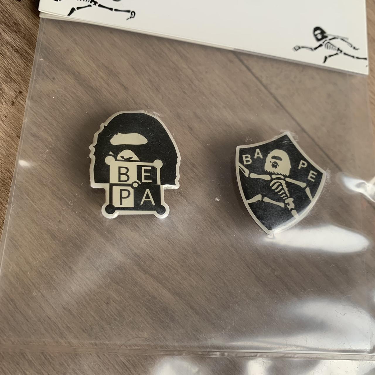 Bape A Bathing Ape Black Silver Skeleton Enamel Pin Depop