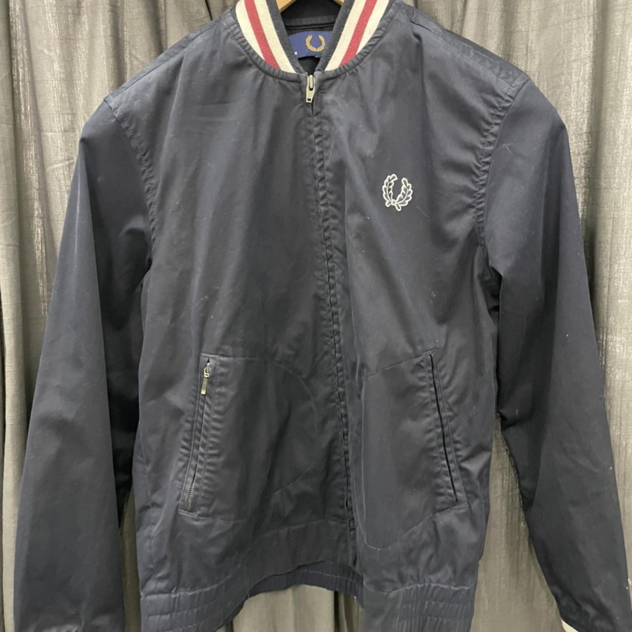 Fred Perry jacket - Navy with red and white... - Depop