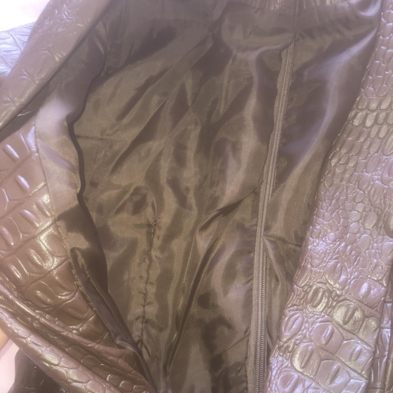 PRETTY LITTLE THING brown faux leather cro embossed... - Depop