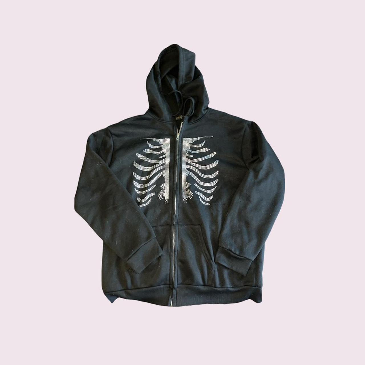 skeleton zip up hoodie 🖤☠️ •rhinestones •from Amazon... - Depop