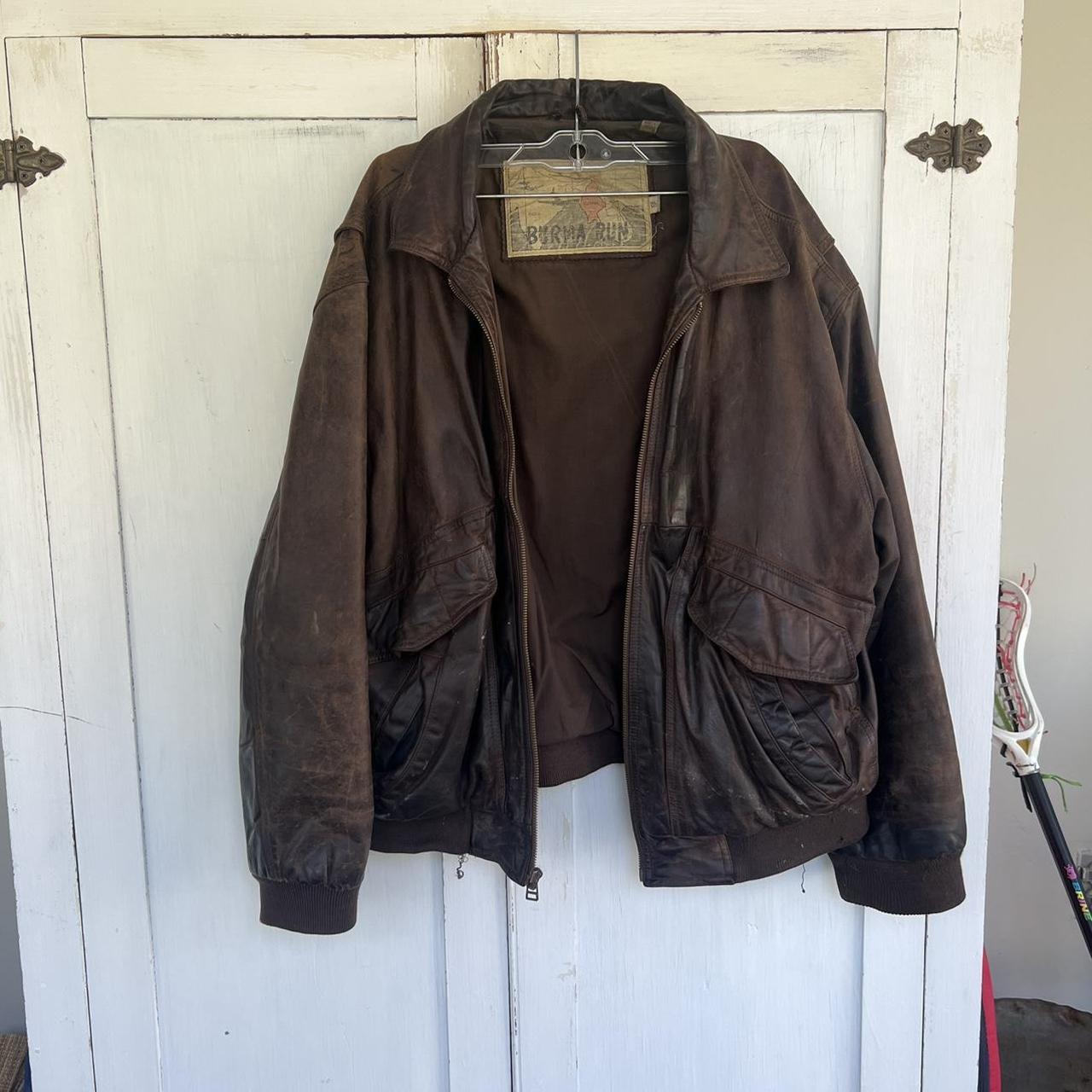 Burma Run vintage leather jacket. Very well worn in,... - Depop