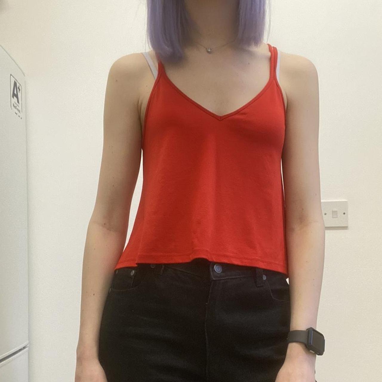 Red spaghetti strap top Topshop size 12 Shipping... - Depop
