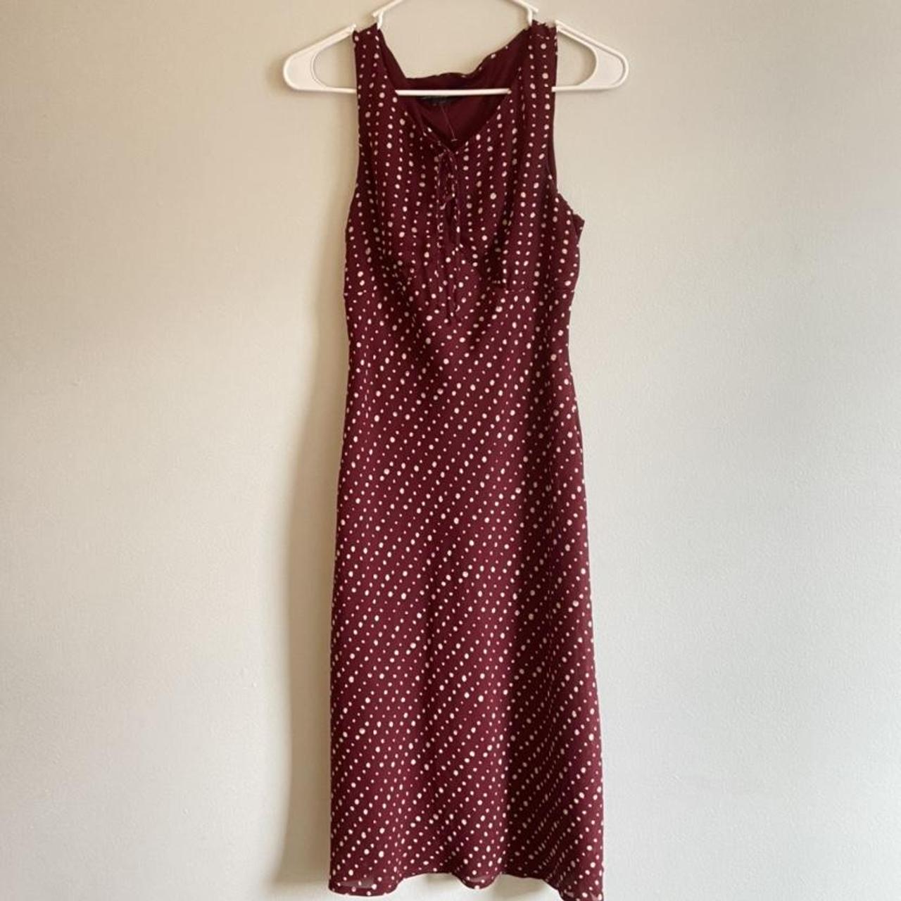 Lovely flowy polka dot red and white midi dress Such... - Depop