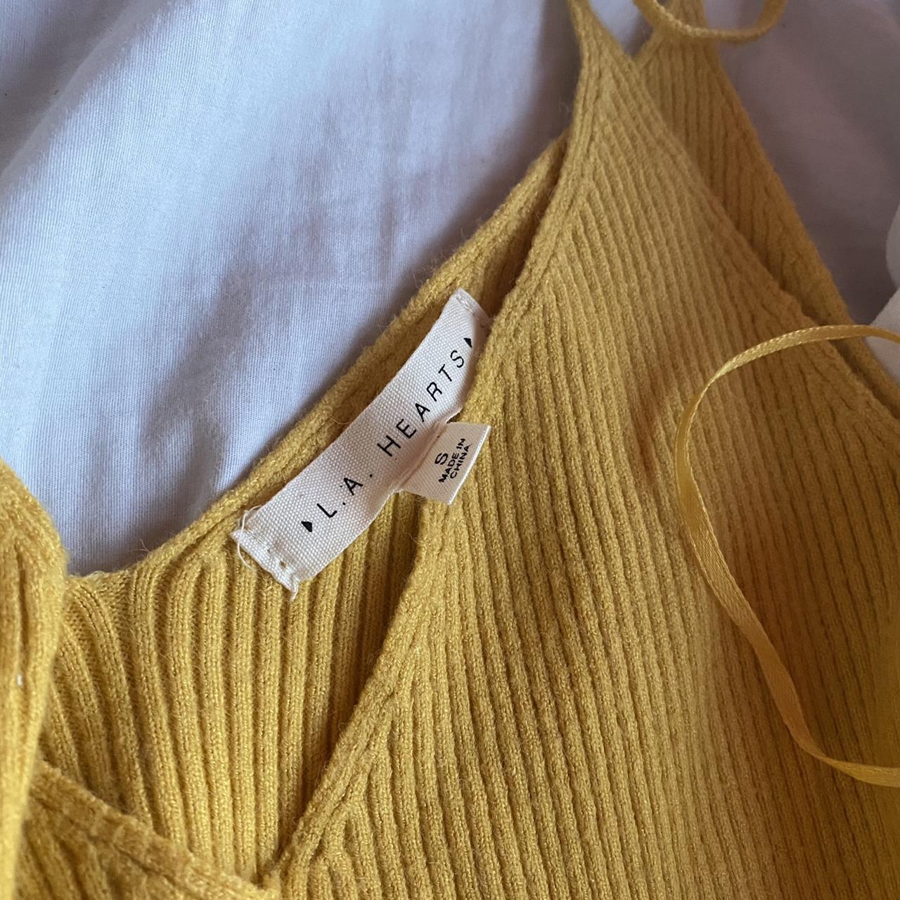la hearts yellow knit top super soft size small... - Depop