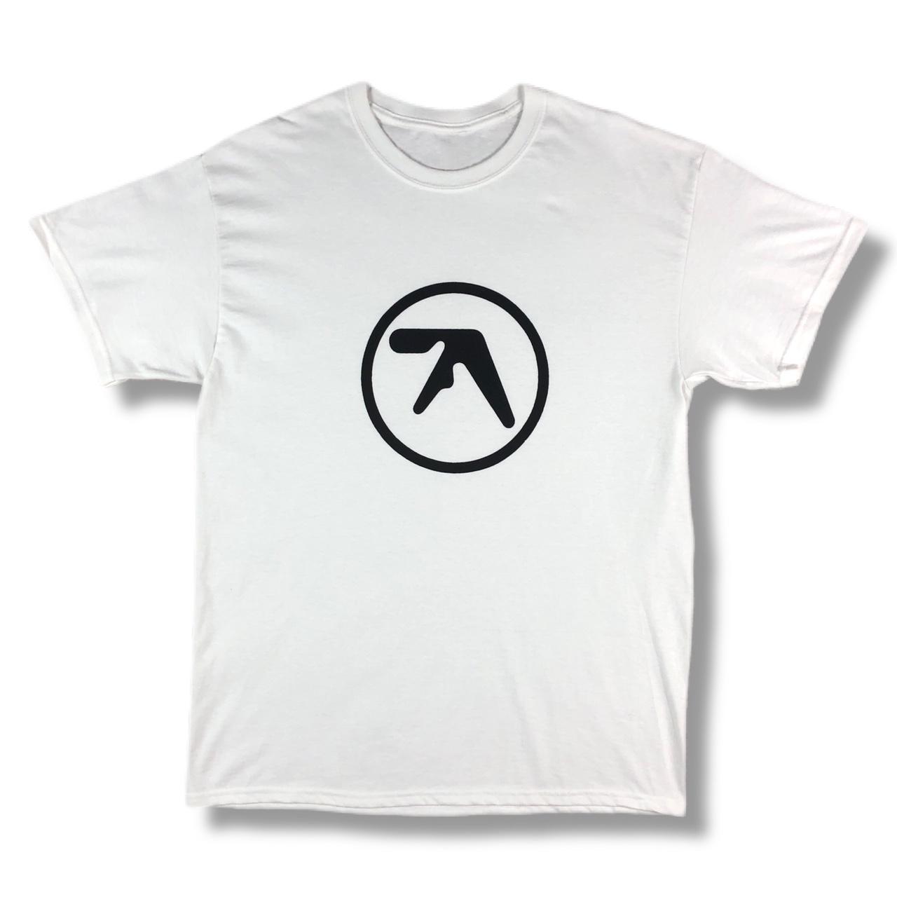 Aphex twin logo white T-shirt Hand-screen printed... - Depop