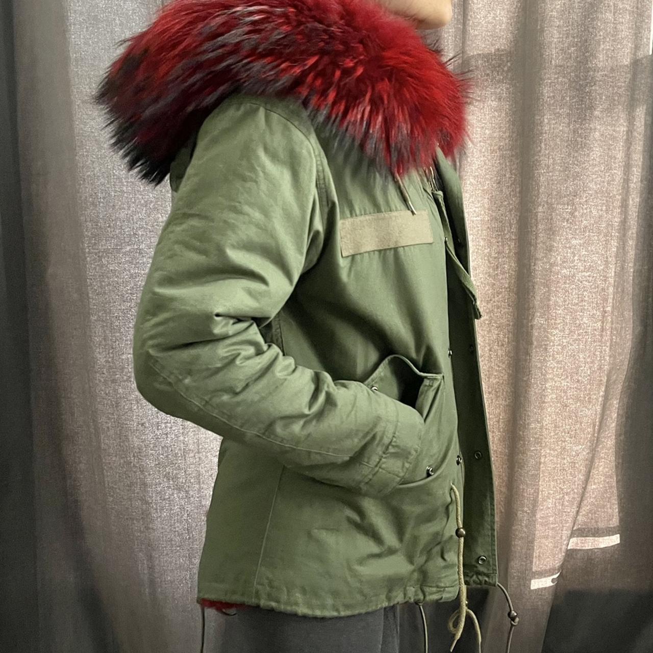 Luxury red fur lined parka. Super warm and in... - Depop