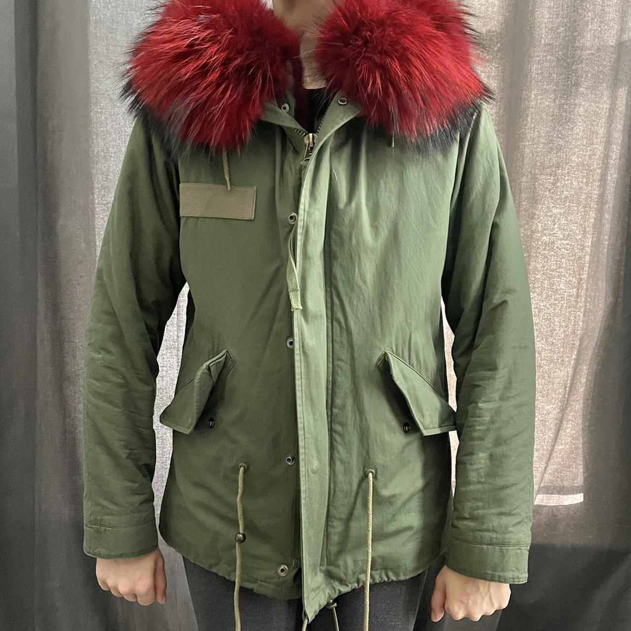 Luxury red fur lined parka. Super warm and in... - Depop