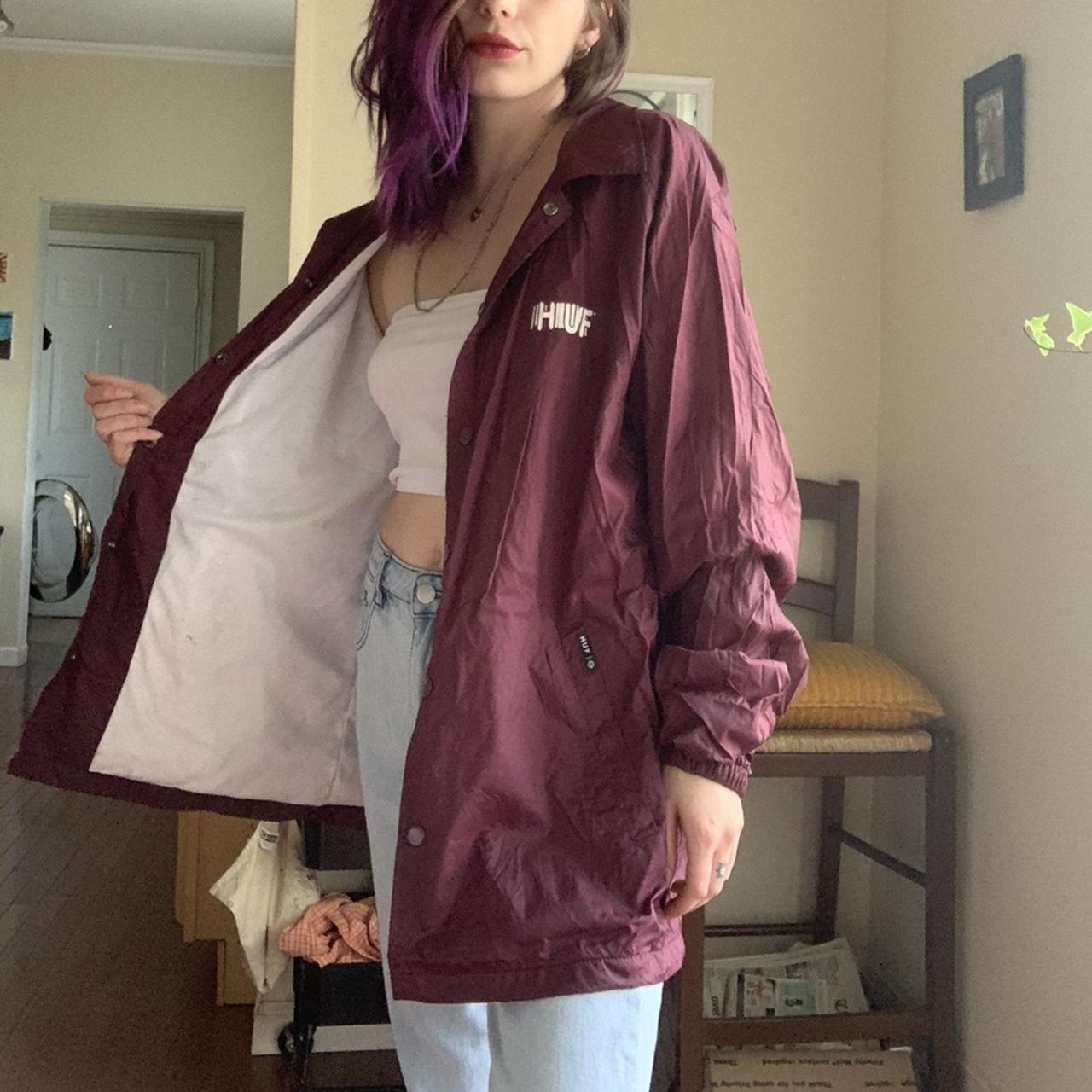 HUF Maroon / purple windbreaker men’s large slight... - Depop