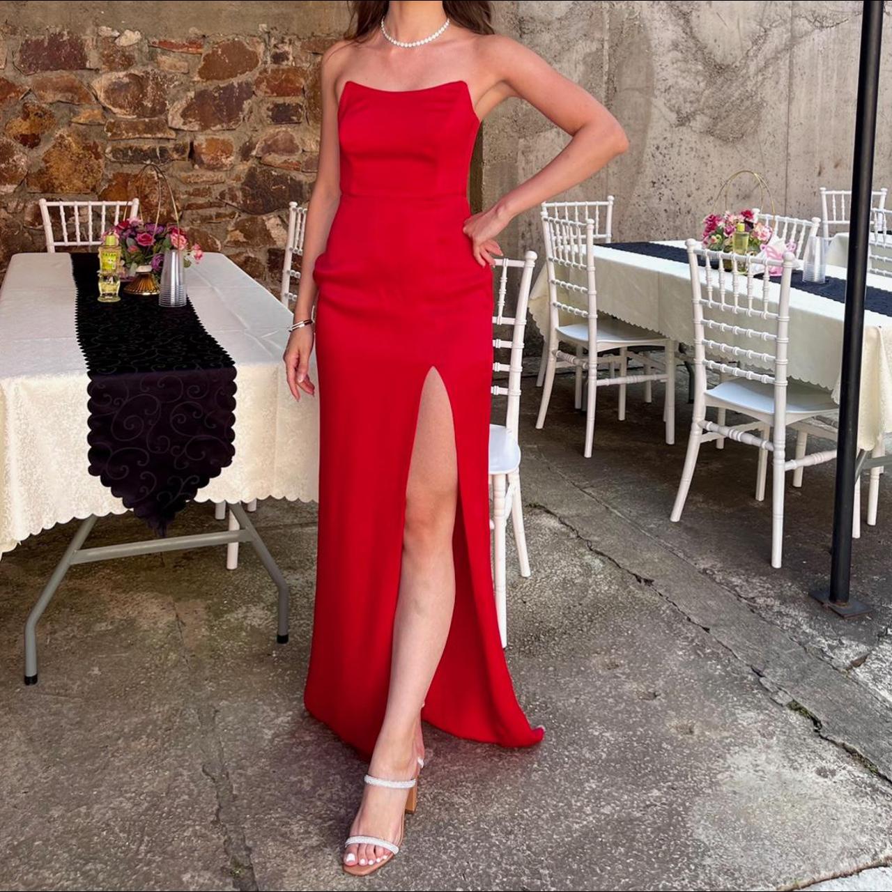 Wolf & Badger Sexy Red Slit Dress Size XS (fits... - Depop