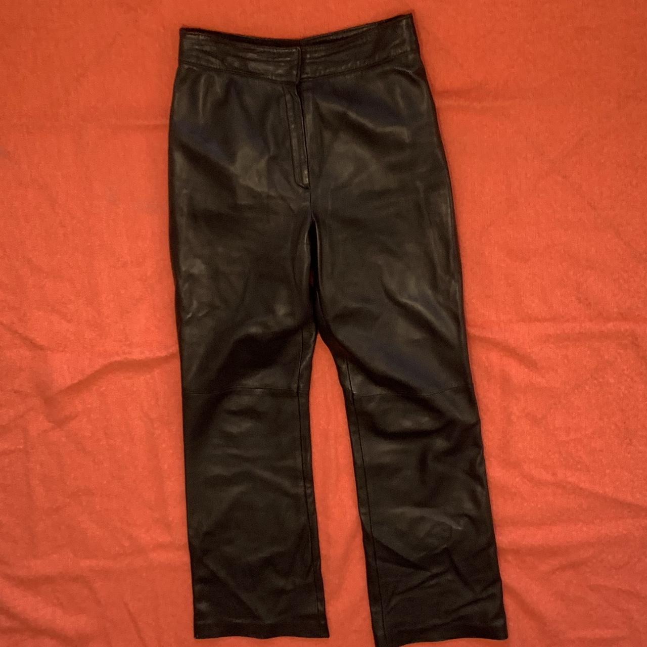 BLACK LEATHER PANTS has lining inside waist... - Depop