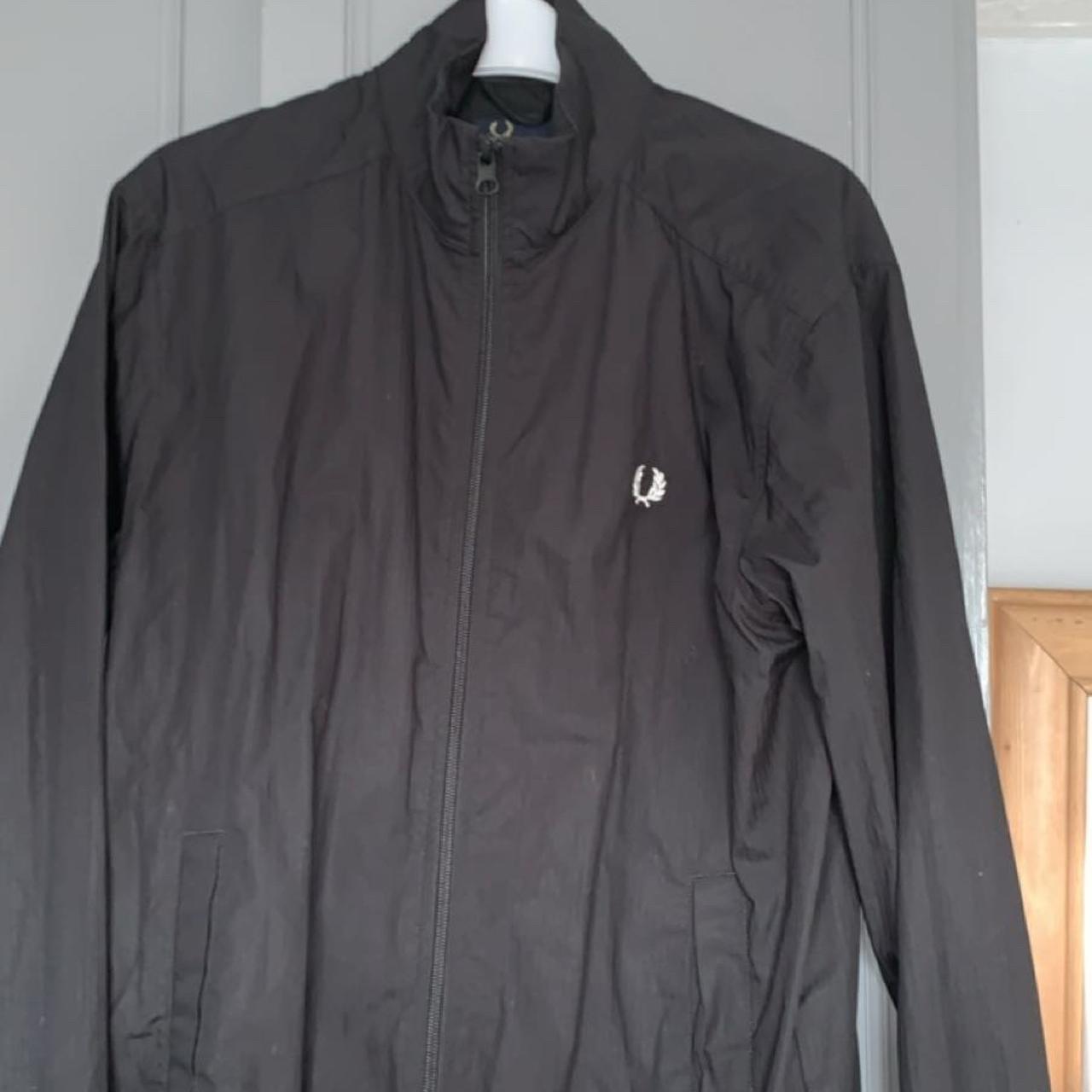black fred perry jacket, size small, thin... - Depop
