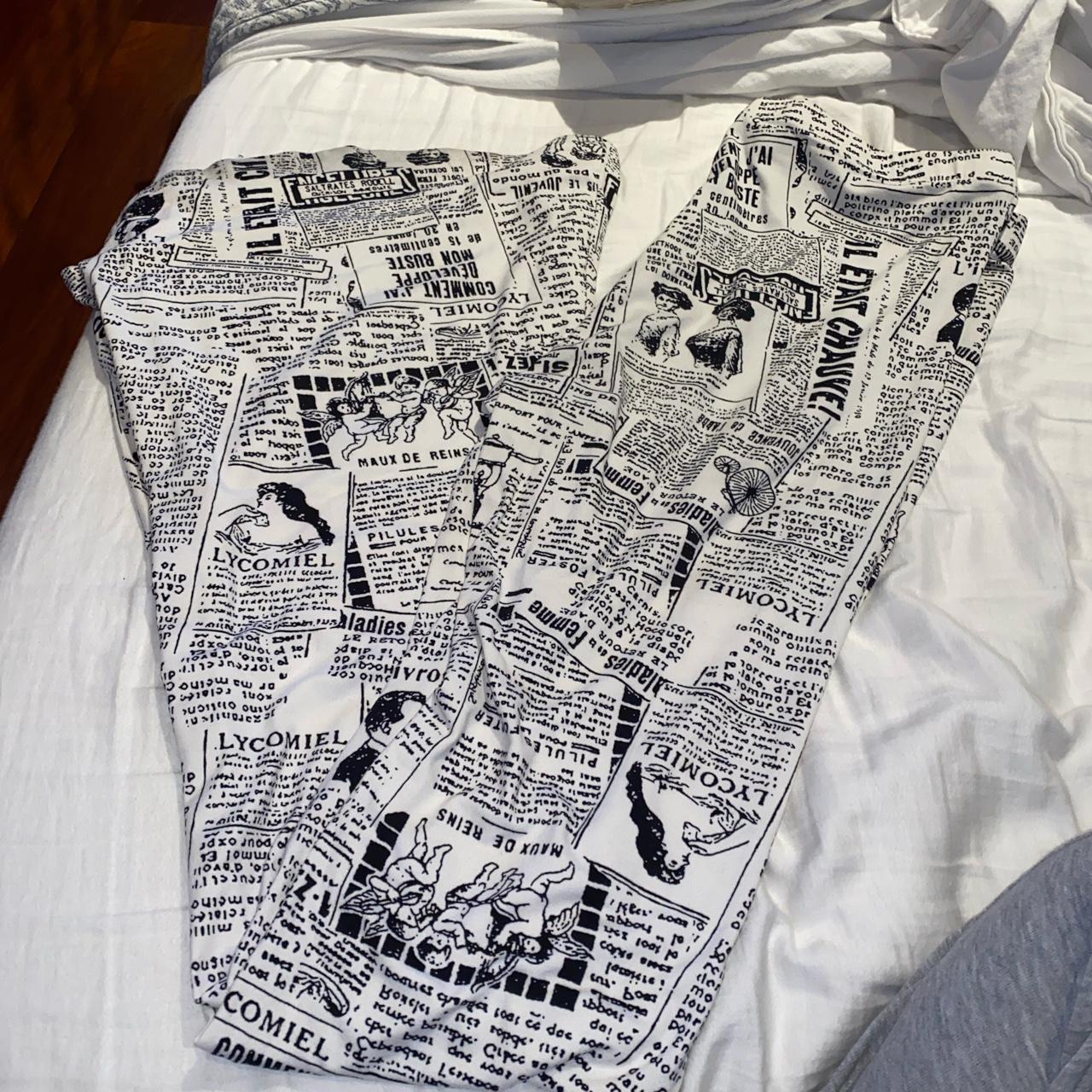 NEWSPAPER PANTS 👽👽👽 stretchy flared high waisted... - Depop