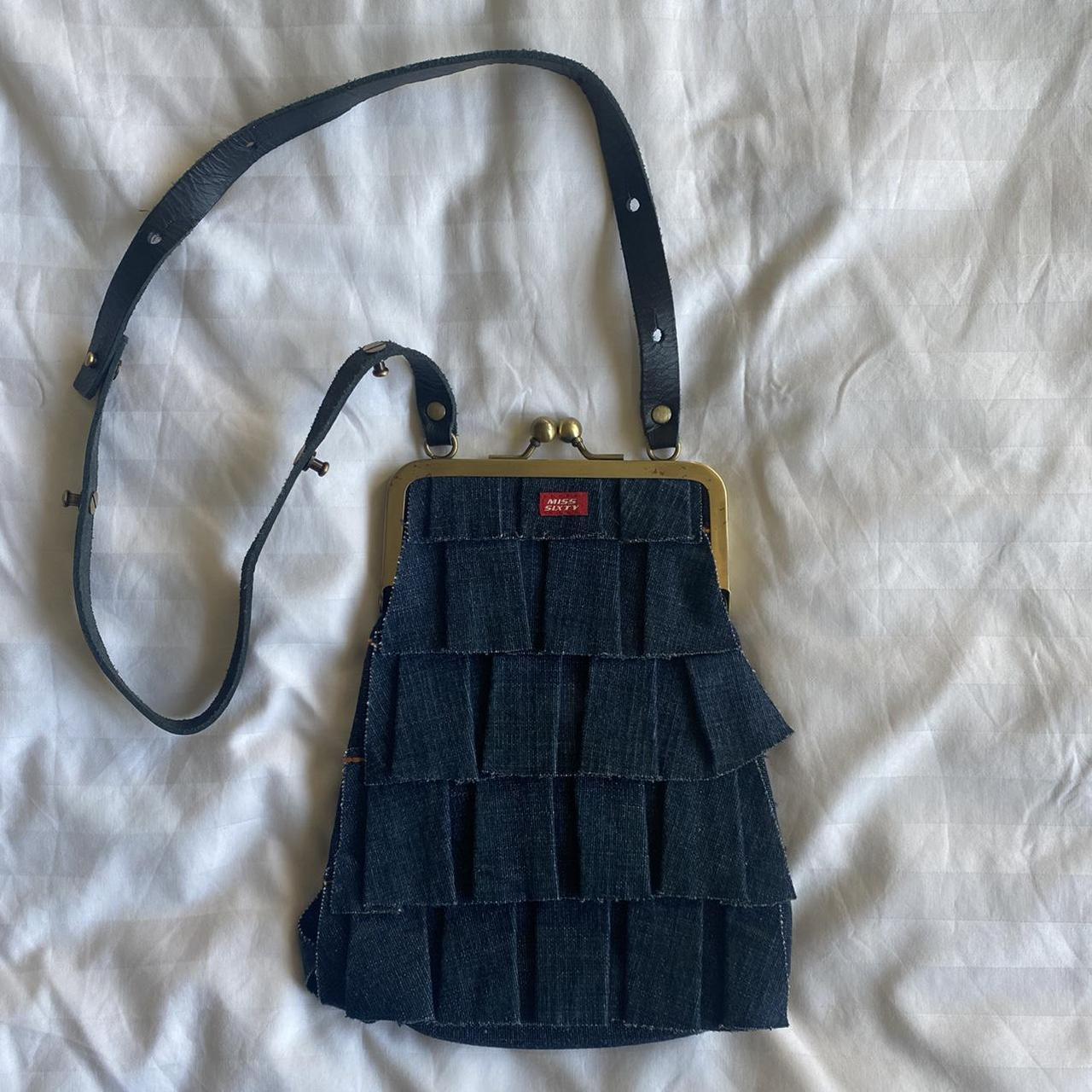 insane miss sixty luxury denim ruffle handbag -... - Depop