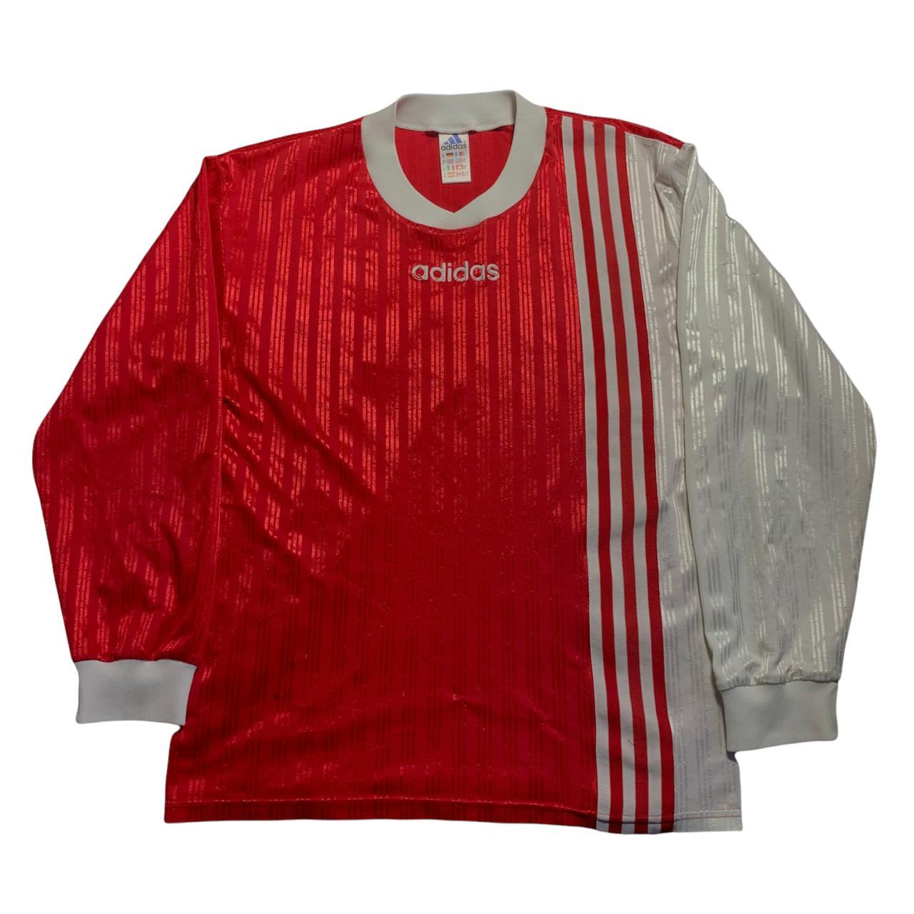 Vintage Adidas long sleeve shirt in red and white.... - Depop