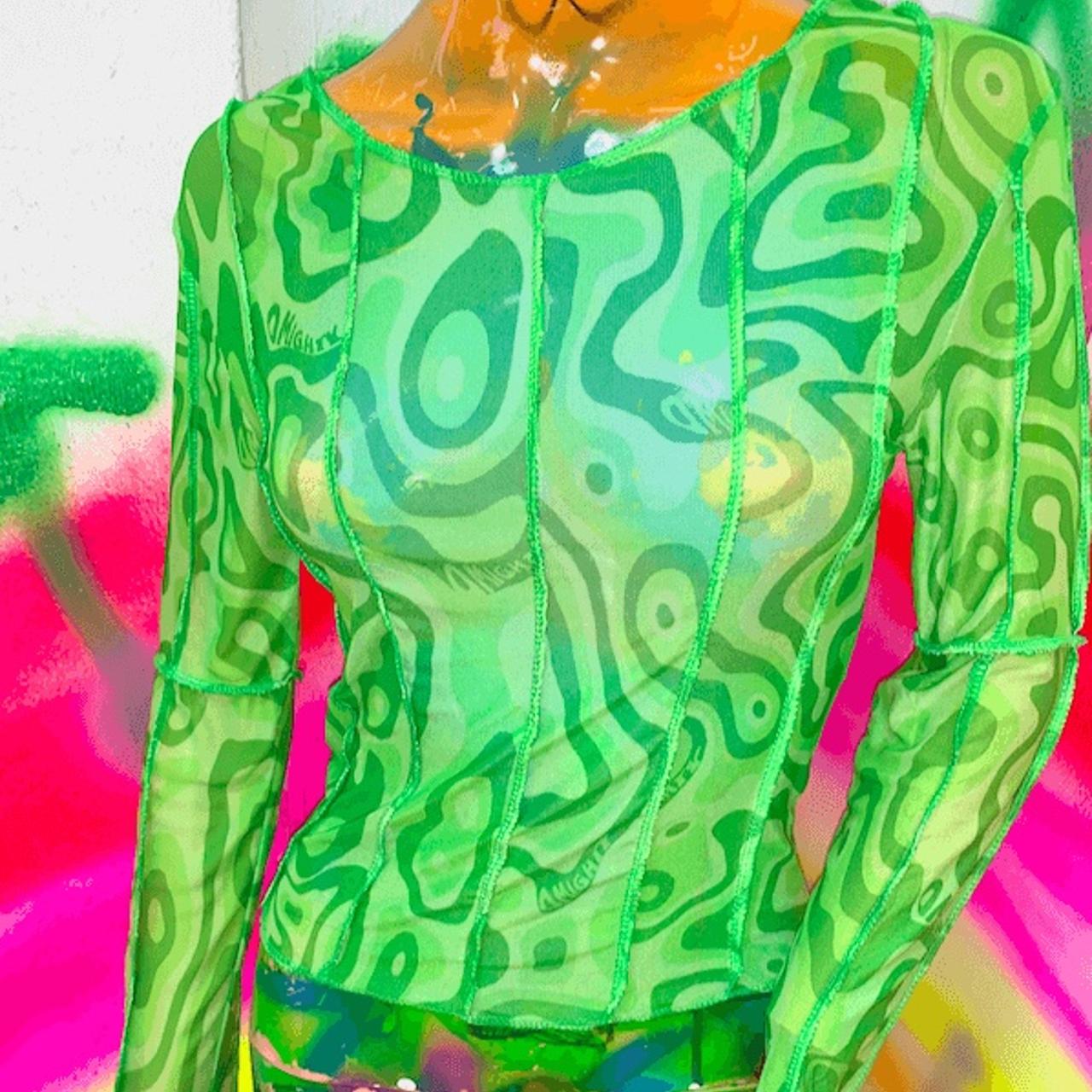 OMIGHTY ‘ Lava ’ Mesh Long Sleeves IN GREEN 🍏 Size... - Depop