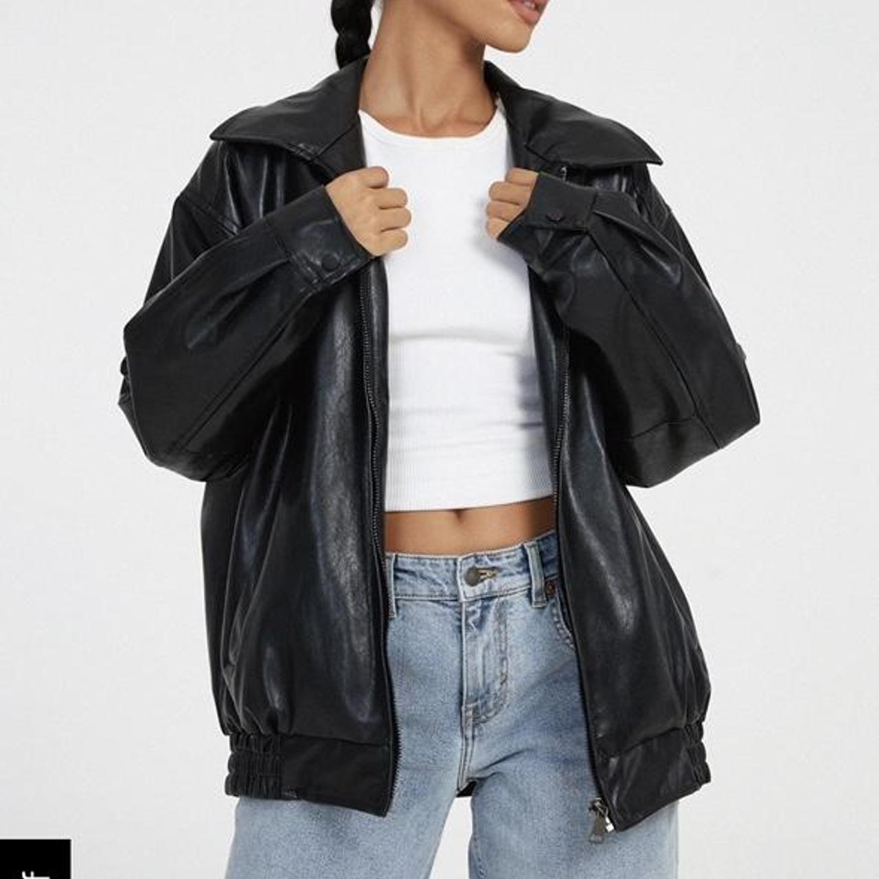 motel rocks olivia niel leather bomber style jacket... - Depop