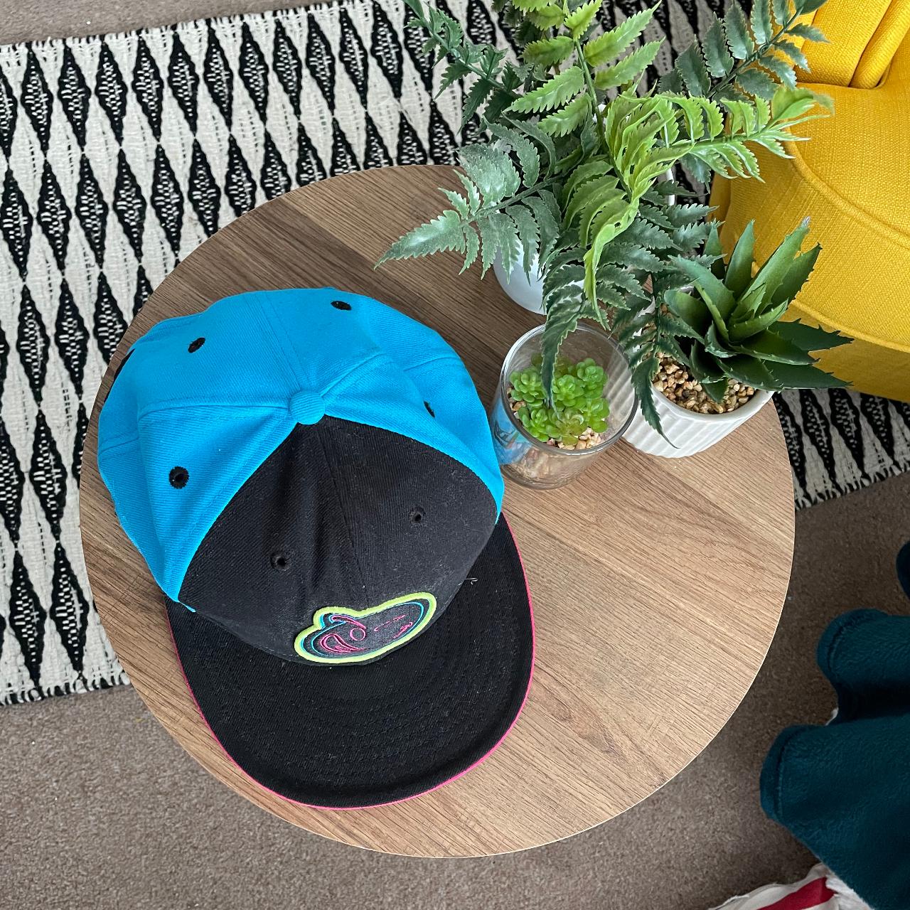 Yums New Era 9Fifty black/blue/pink 2012 snapback... - Depop