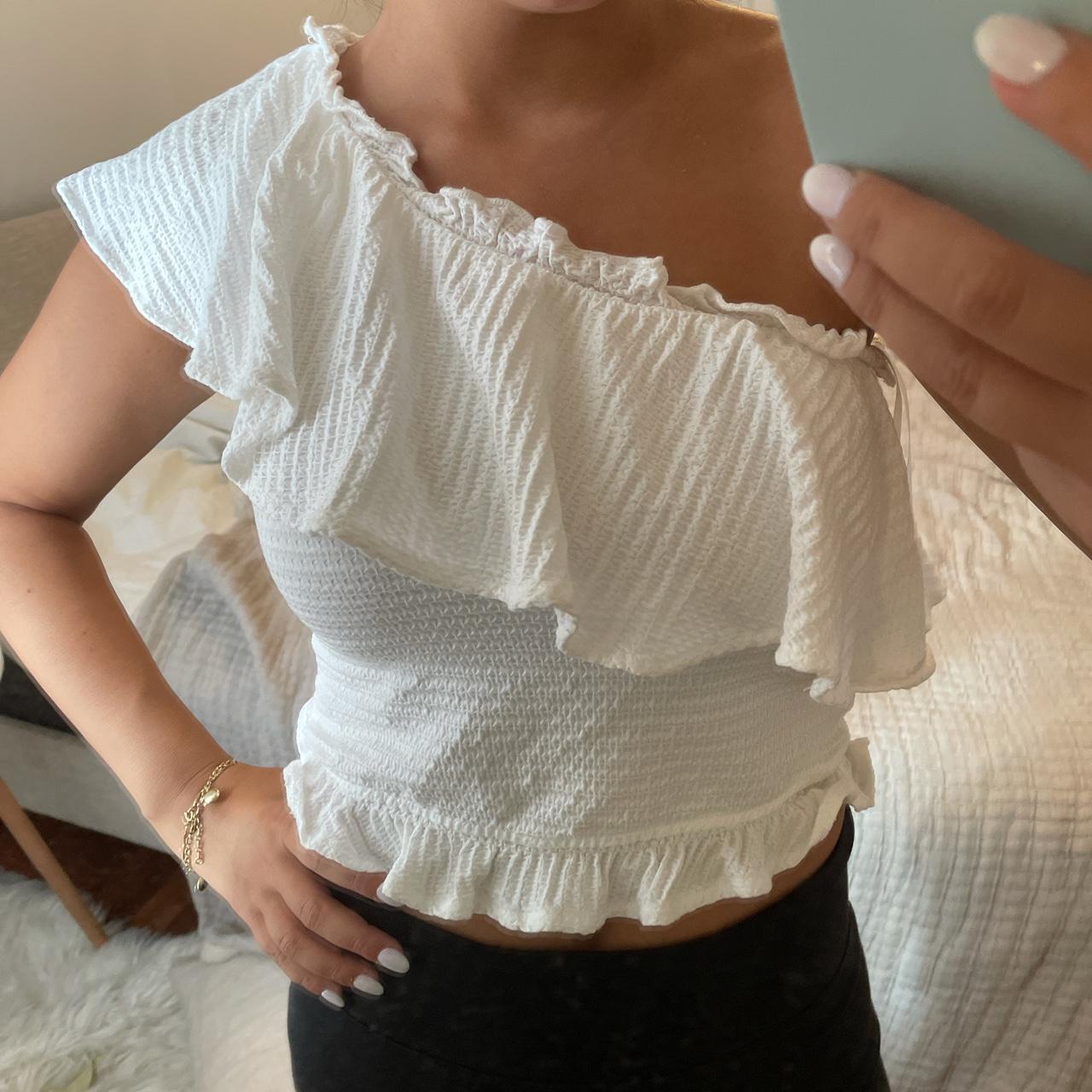 French connection one shoulder crop top. Size extra... - Depop