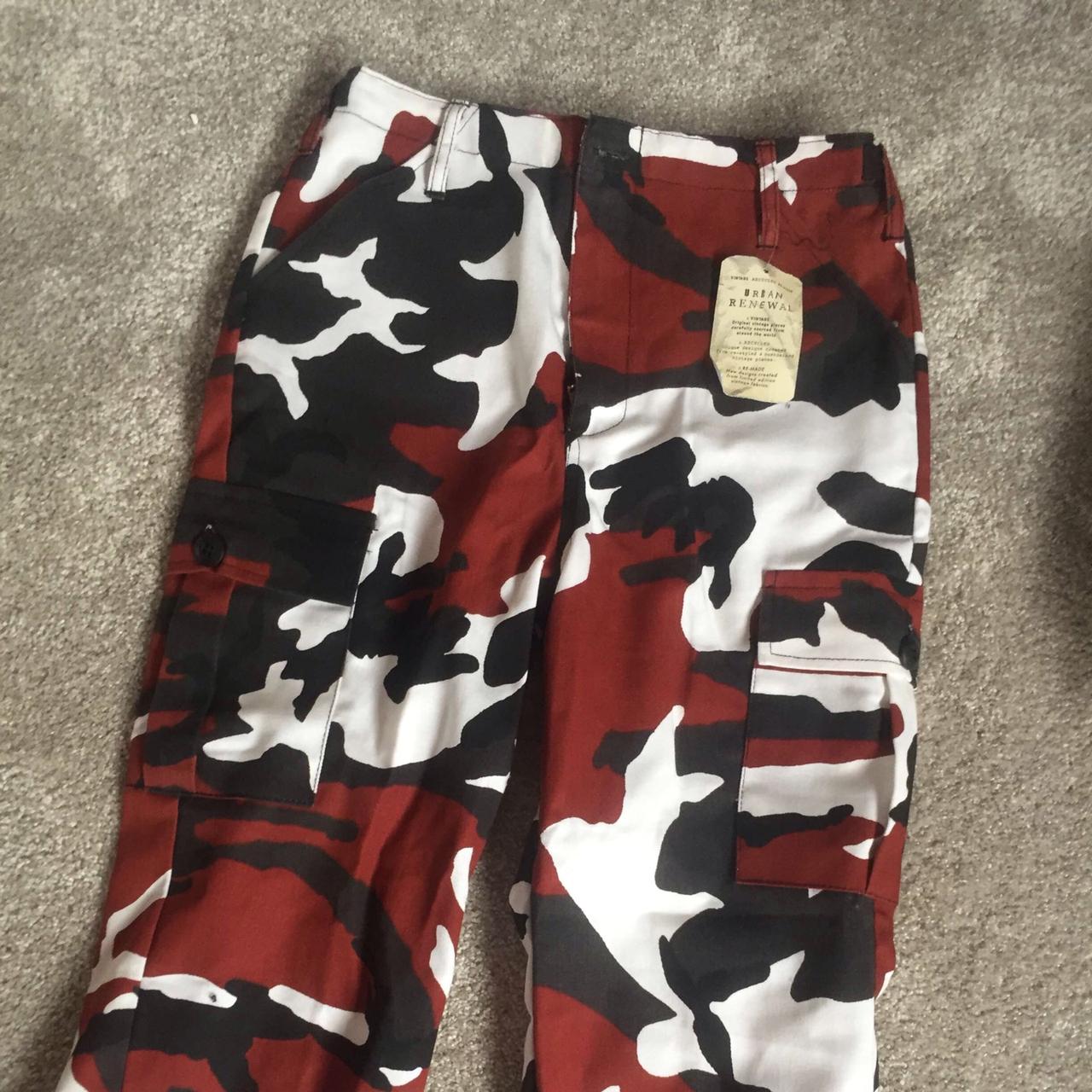 Urban outfitters red camo trousers. Cute for... - Depop