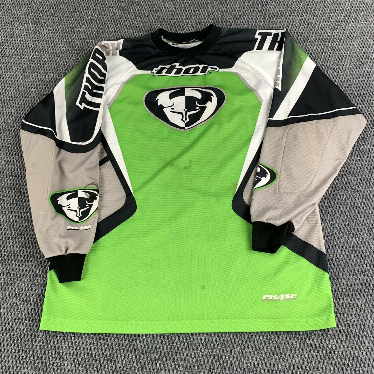 Thor MX Riding Jersey Medium Green Black Gray White... - Depop