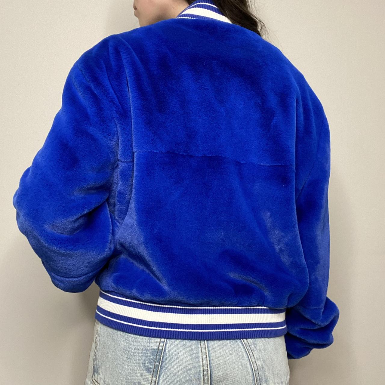 blue faux fur jacket!!! I love this I can’t believe... - Depop