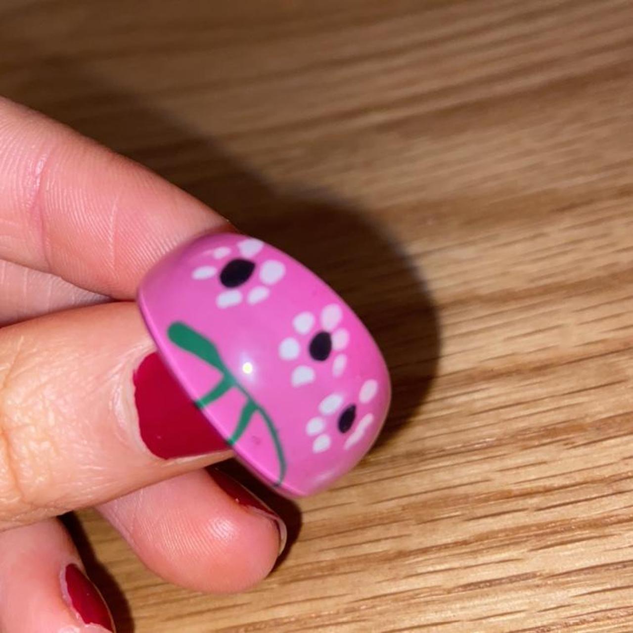 pink acrylic ring size medium #y2k #funky #cute... - Depop