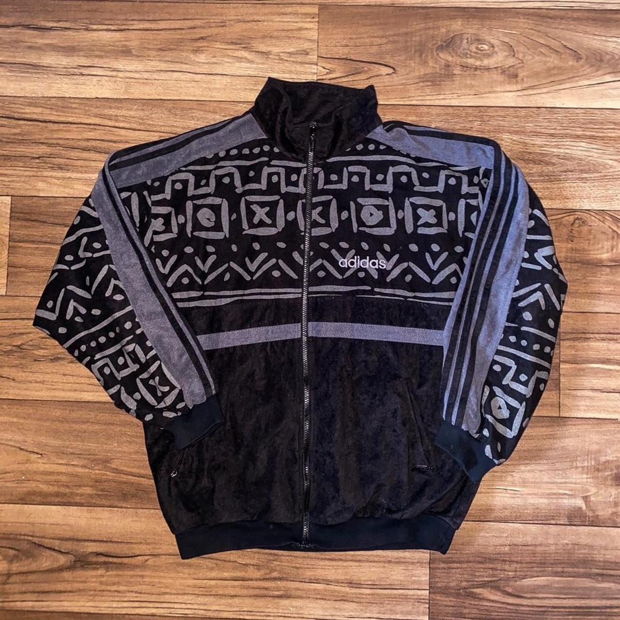 Rare black Adidas Aztec vintage jacket Size L but... - Depop