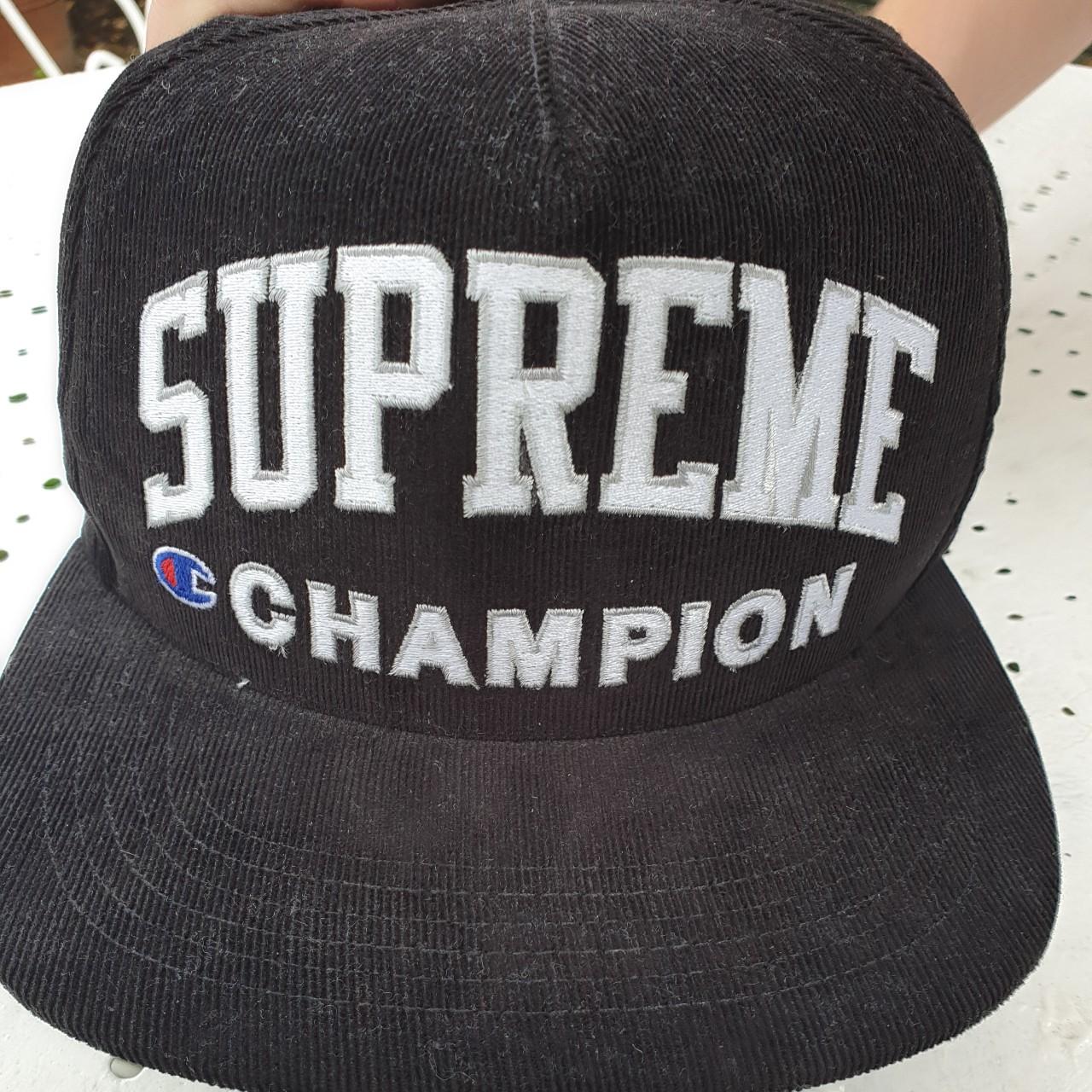 Supreme x Champion five panel corduroy snapback in... - Depop
