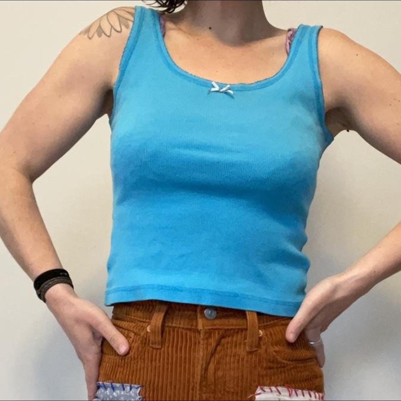 Y2K BLUE RIBBON TANK (free shipping) Y2k // blue... - Depop