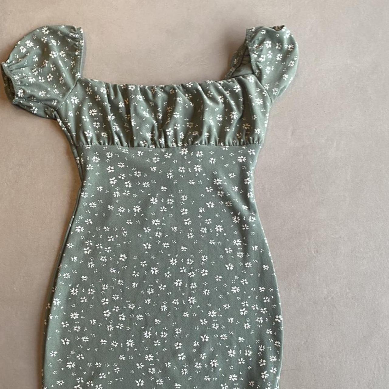 Green floral print ruched bust milkmaid micro mini... - Depop