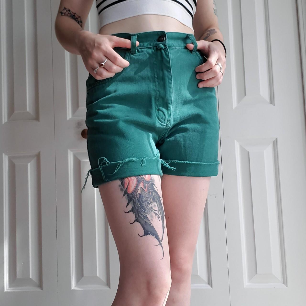 Vintage high waisted sea green shorts in size 12... - Depop
